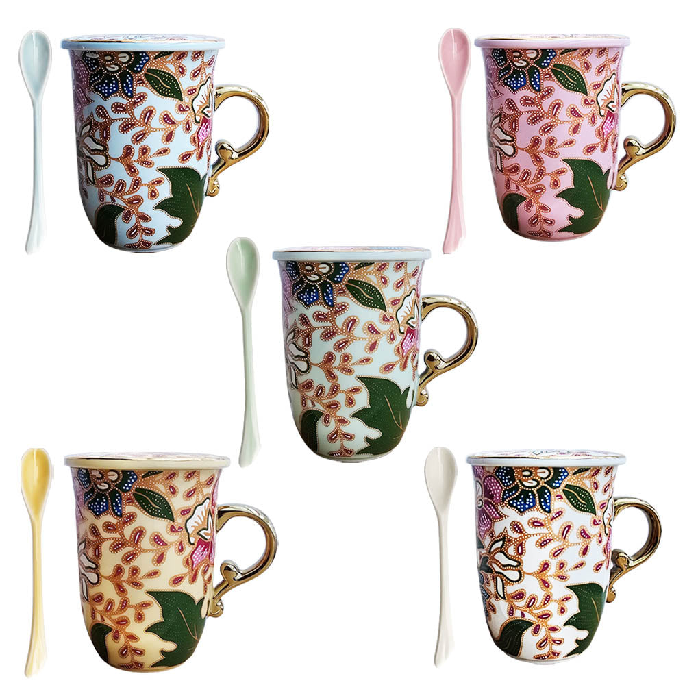 Kebaya Mug with Lid & Spoon - Gift Set – Luzerne Singapore