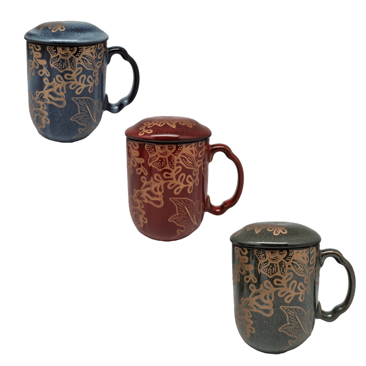 Kebaya Mug with Lid ( Reactive Glaze ) - Gift Set – Luzerne Singapore